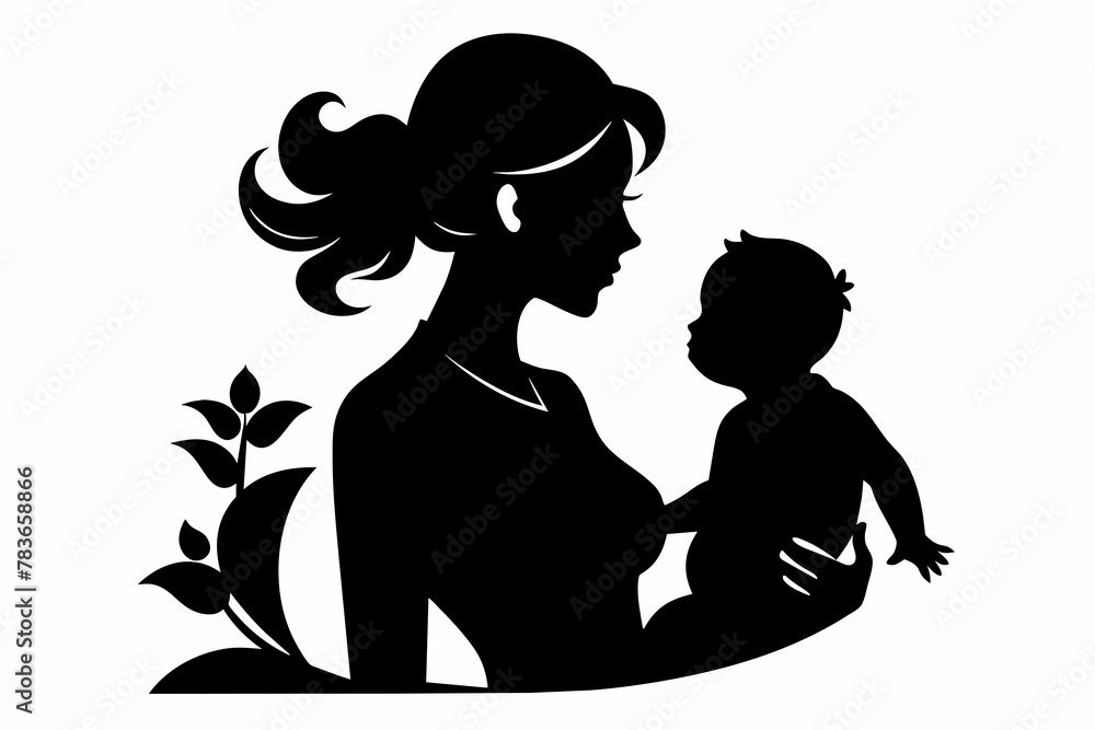 Mother holding baby silhouette, aware of Mother's Day, Mom Day, mom ...