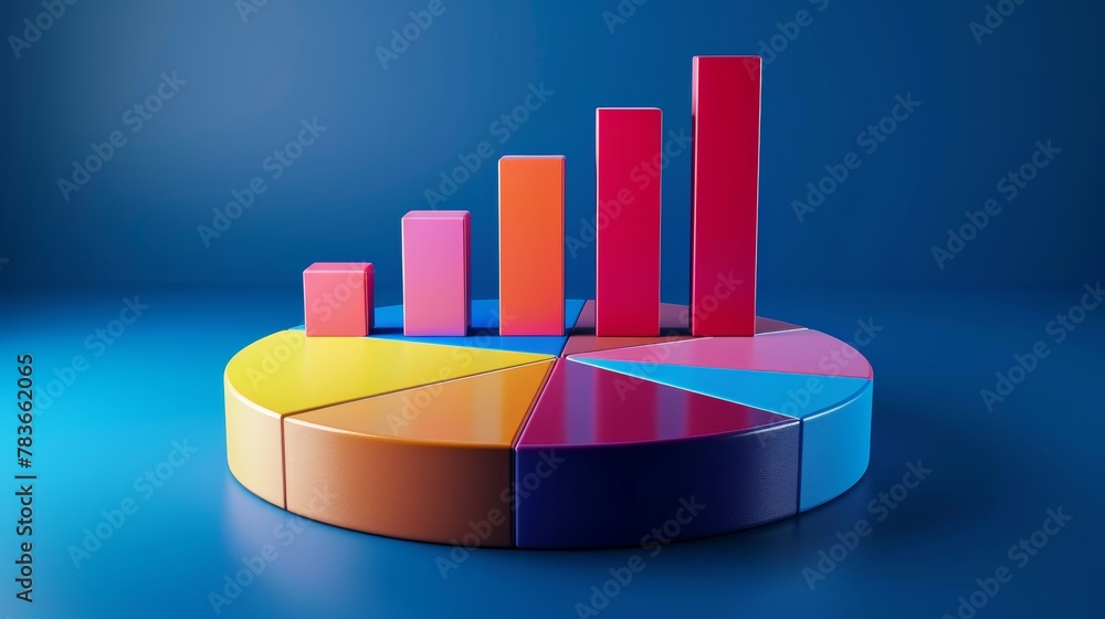 Engaging 3D economic stats, dynamic bar and pie chart Stock ...