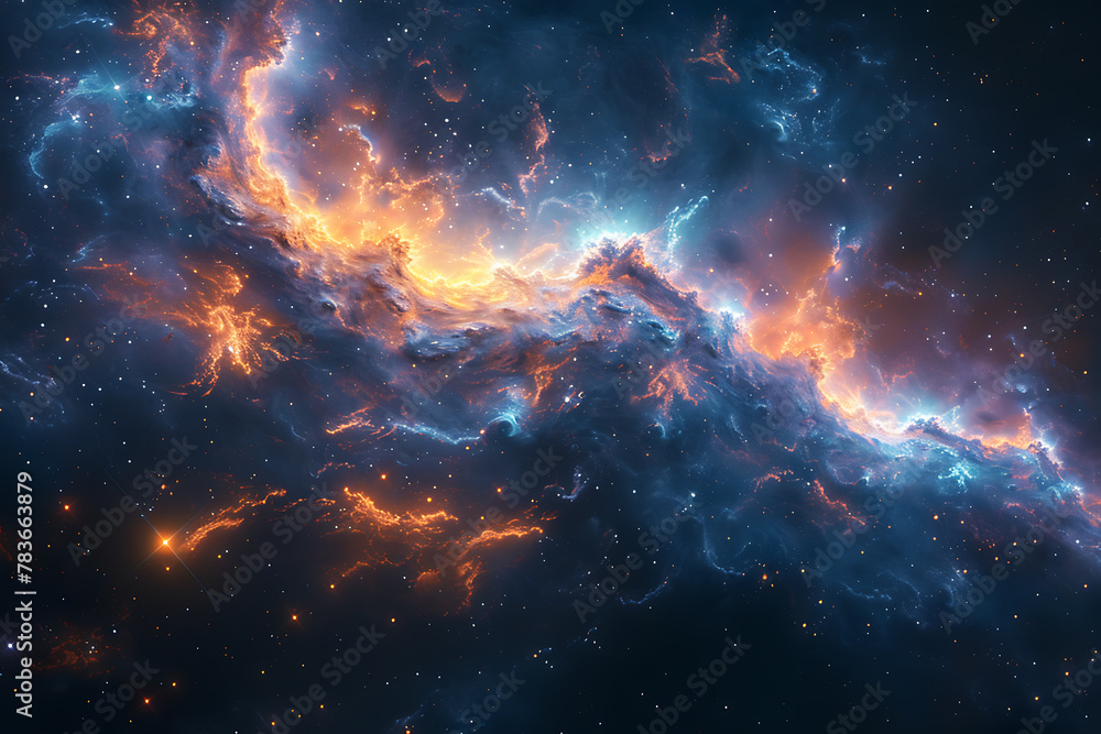 Vibrant digital rendering of deep space featuring a mesmerizing nebula ...