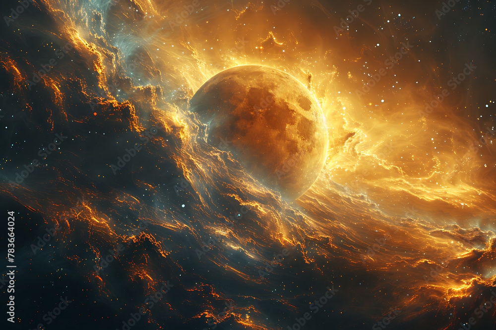 Vibrant digital rendering of deep space featuring a mesmerizing nebula ...