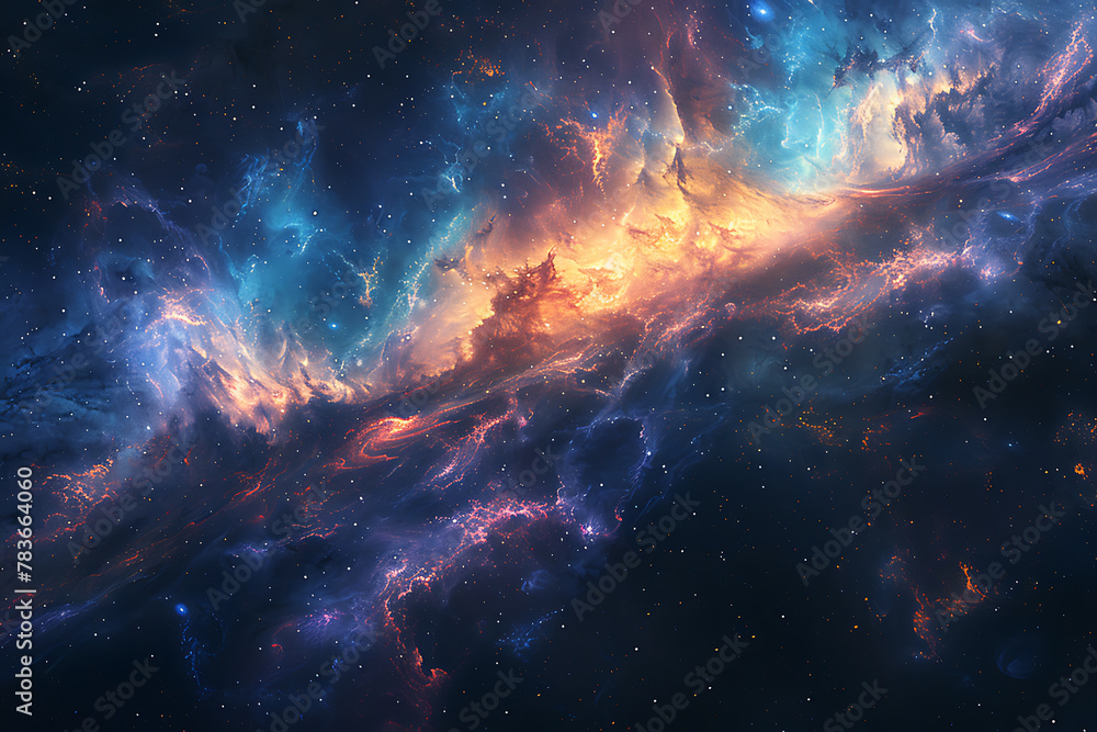 Vibrant digital rendering of deep space featuring a mesmerizing nebula ...