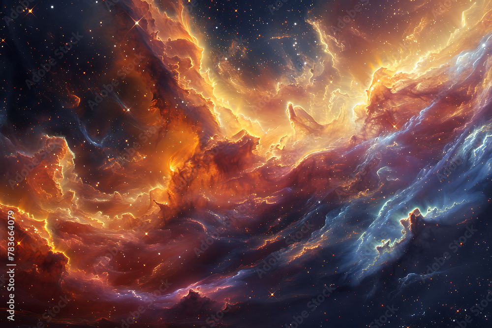 Vibrant digital rendering of deep space featuring a mesmerizing nebula ...