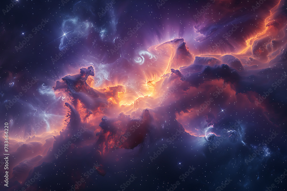 Vibrant digital rendering of deep space featuring a mesmerizing nebula ...