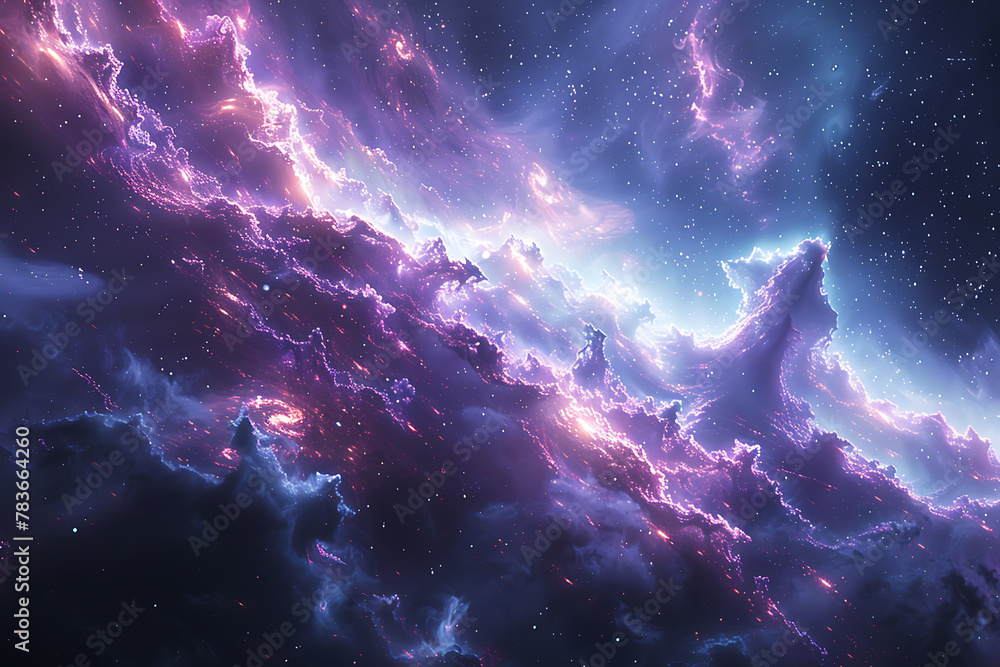 Vibrant digital rendering of deep space featuring a mesmerizing nebula ...