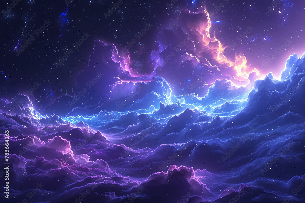 Vibrant digital rendering of deep space featuring a mesmerizing nebula ...