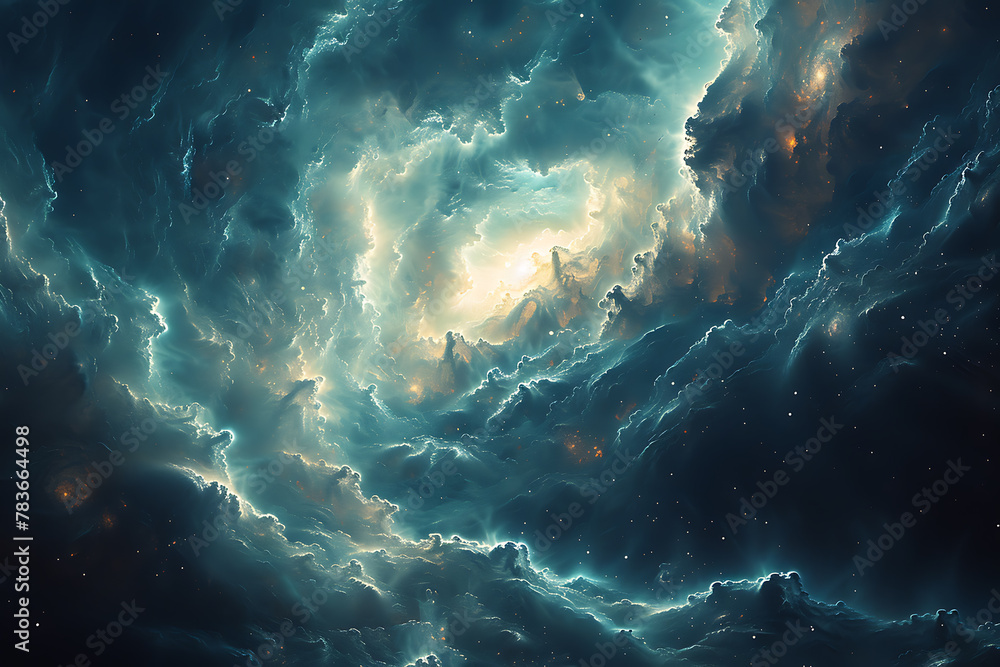Stunning digital artwork of deep space, featuring a captivating blend ...