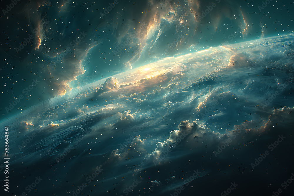 Stunning digital artwork of deep space, featuring a captivating blend ...