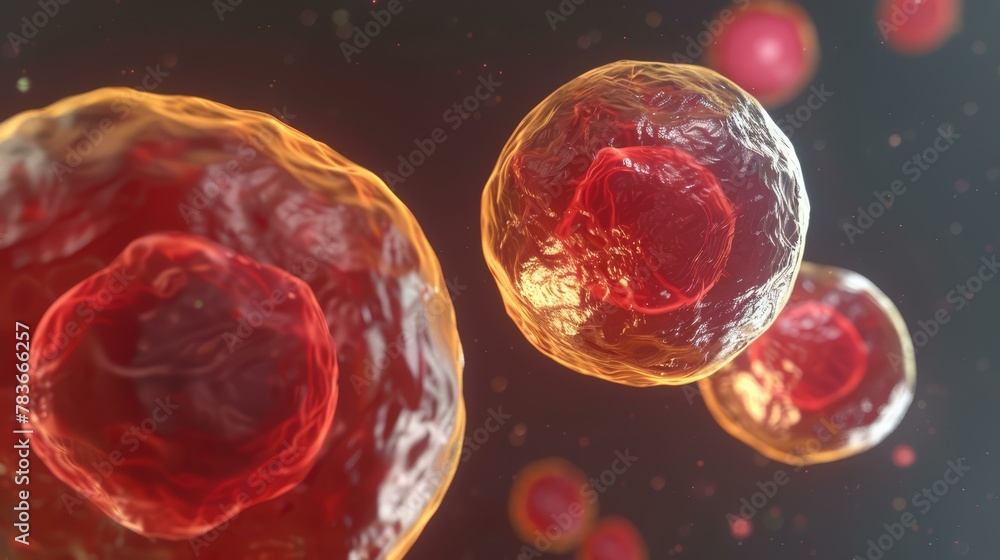 The microscopic phenomenon of cell division or connection, representing ...