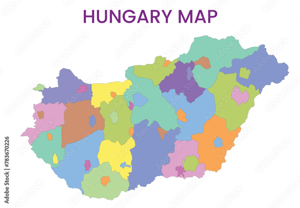High detailed map of Hungary. Outline map of Hungary. Europe Stock ...