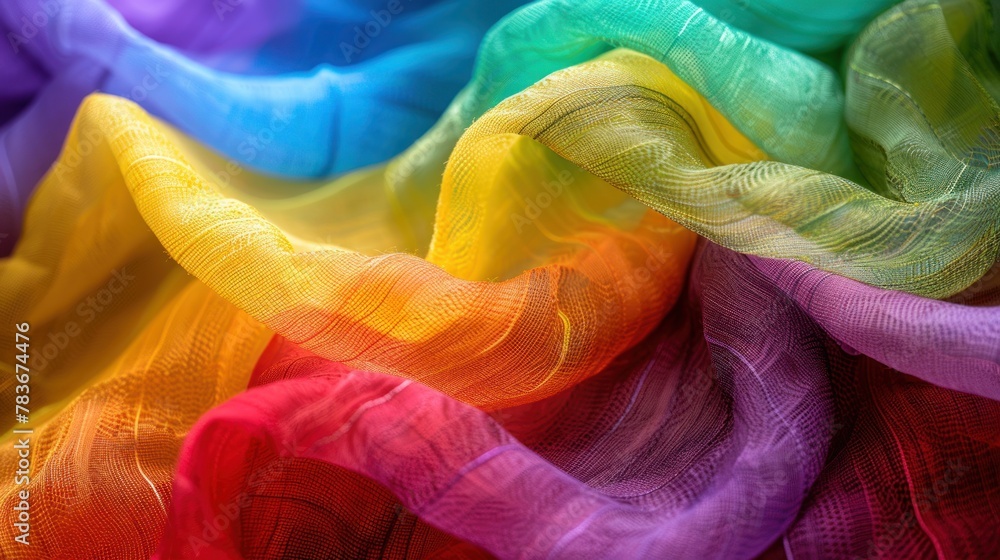 A vibrant array of gauzy, translucent fabrics in a multitude of colors ...