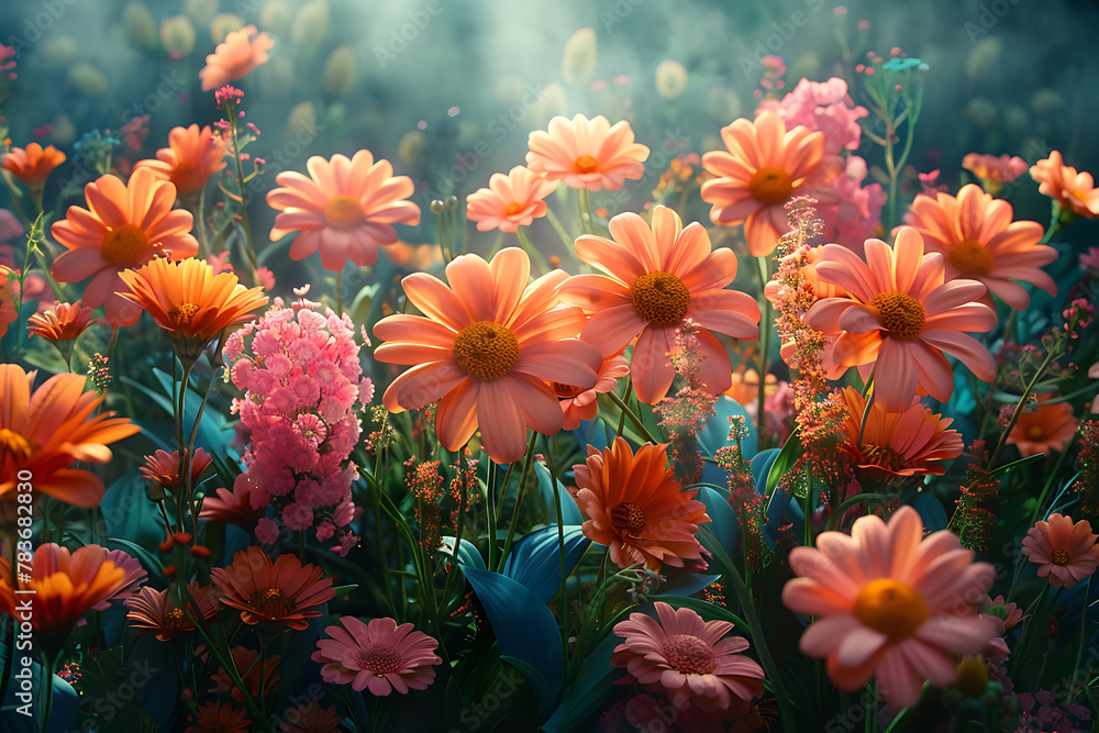 Vibrant floral wallpaper featuring a beautiful arrangement of colorful ...