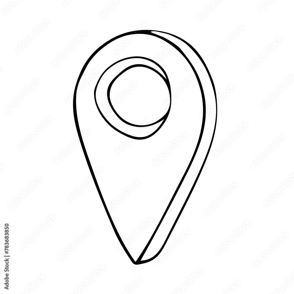 Large geo tag icon in 3D doodle style. Position or destination icon ...