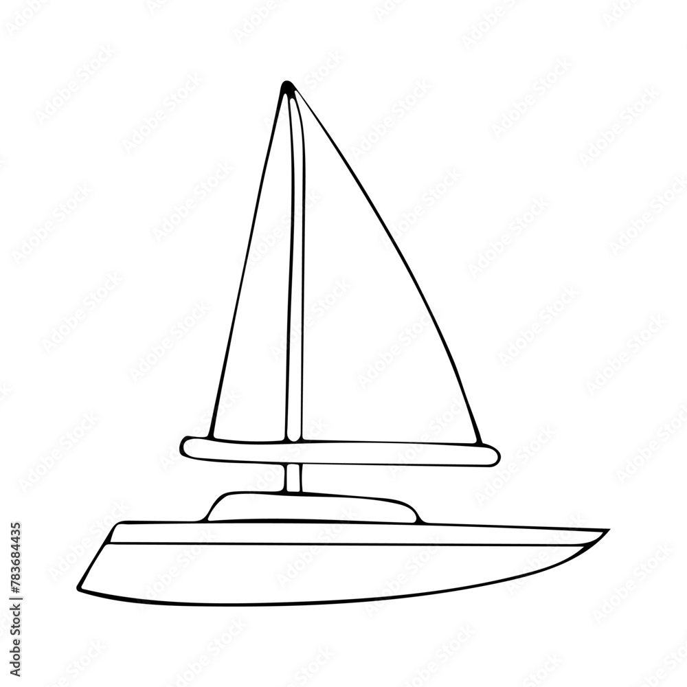 Small sailing yacht for traveling on water. Marine interests and ...