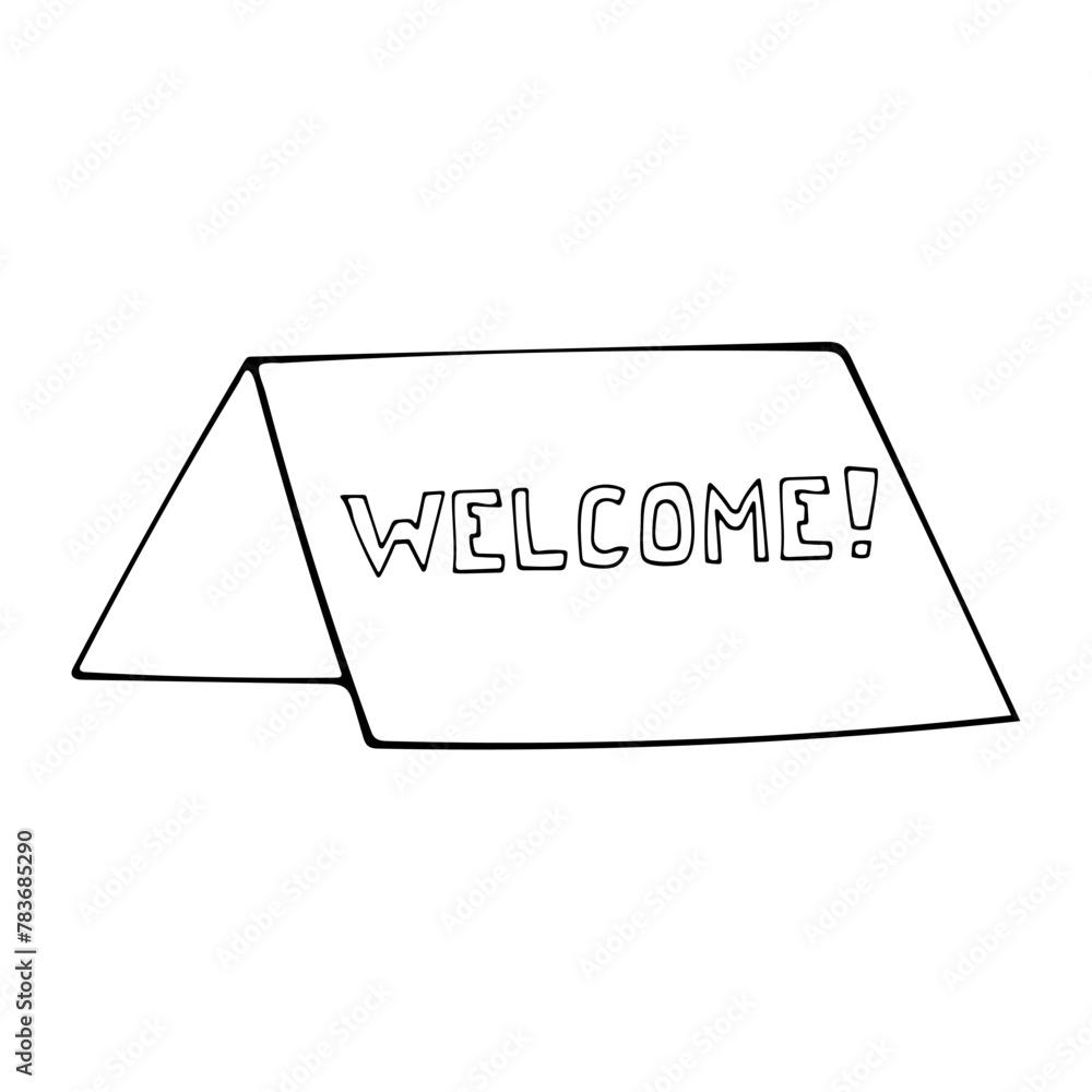 Desktop welcome card for hotel guests. Welcome card for shops, public ...