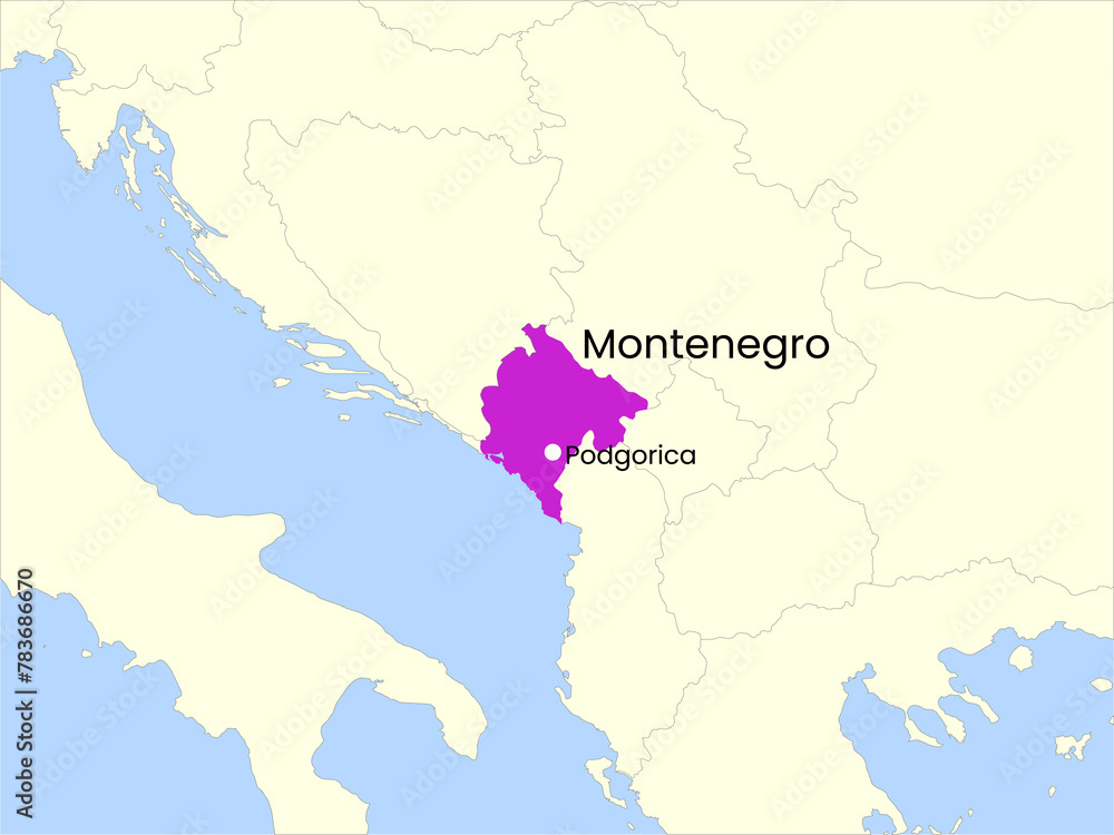 High detailed map of Montenegro. Outline map of Montenegro. Europe ...