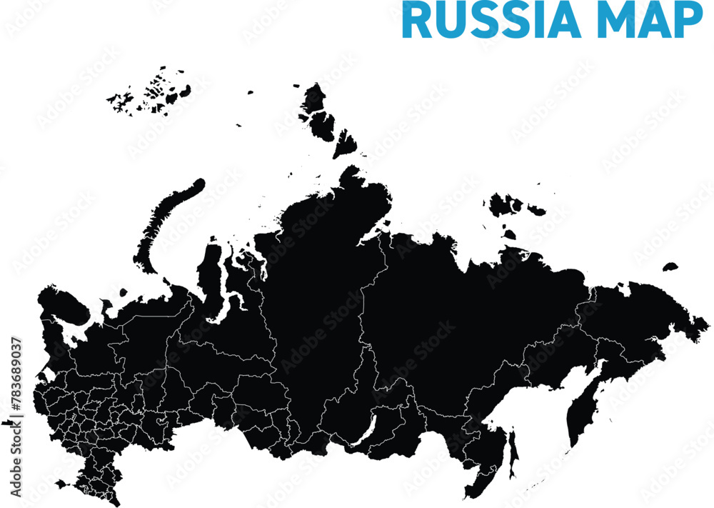 Vetor de High detailed map of Russia. Outline map of Russia. Europe do ...