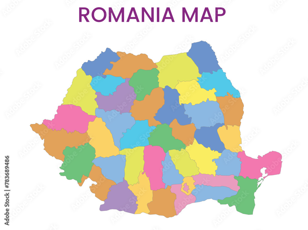 High detailed map of Romania. Outline map of Romania. Europe Stock ...