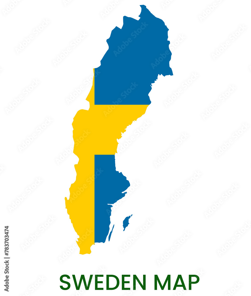 High detailed map of Sweden. Outline map of Sweden. Europe ilustração ...