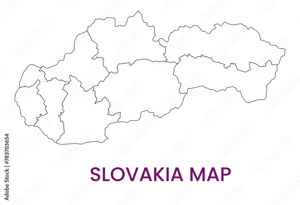 High detailed map of Slovakia. Outline map of Slovakia. Europe ...