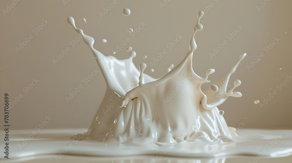 Fresh Milk crown splash in a milk pool ,Realistic milk splash ...
