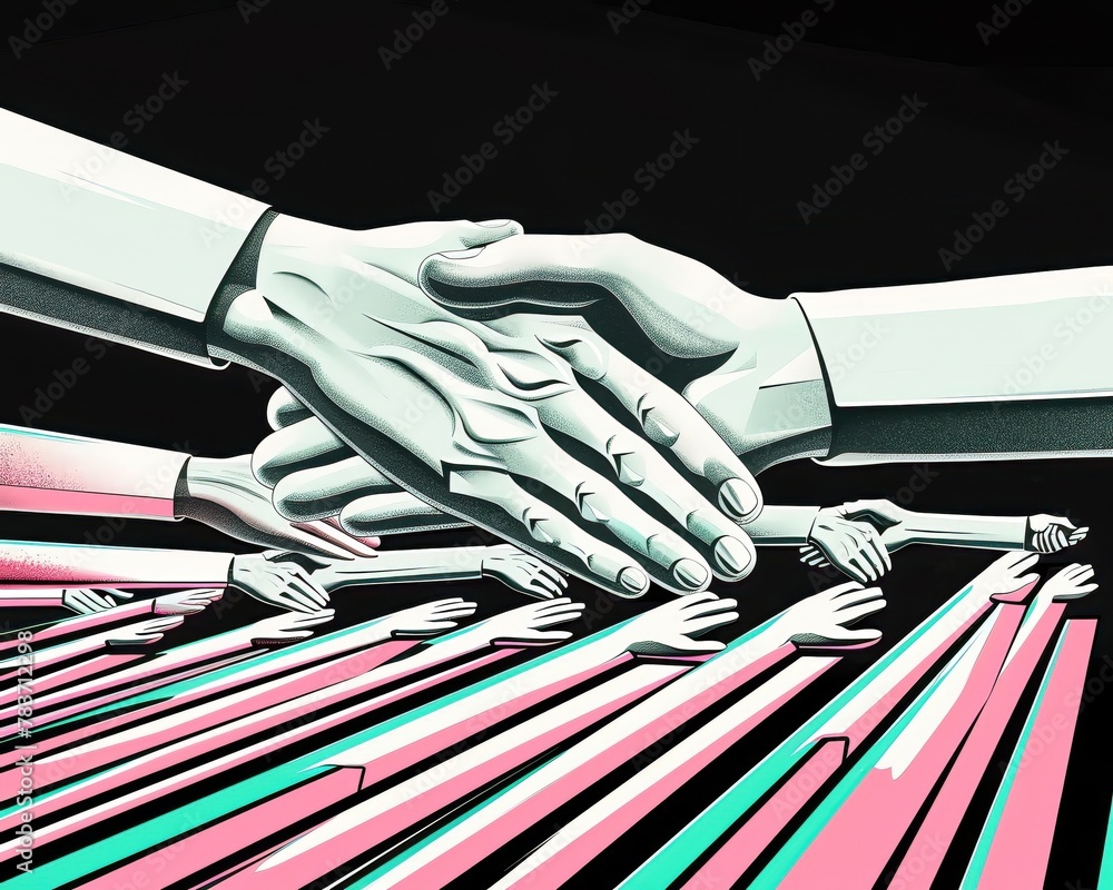 Each handshake, a symbol of recognition and reward, carries the weight ...