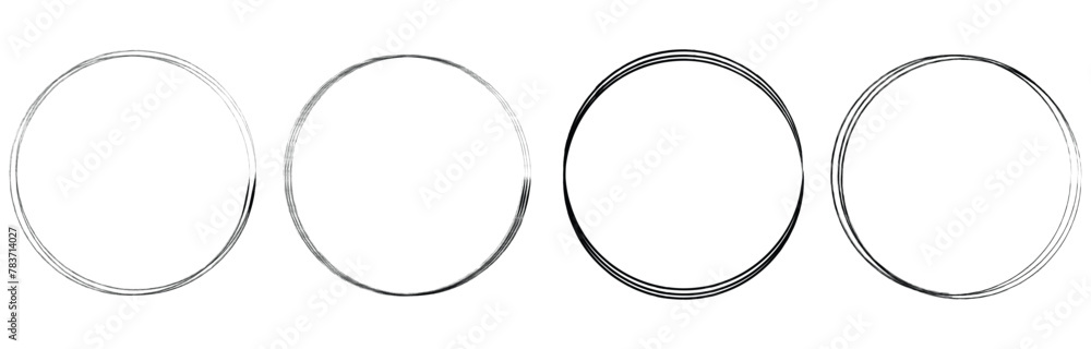 Hand drawn black circle line sketch set. Vector circular scribble ...
