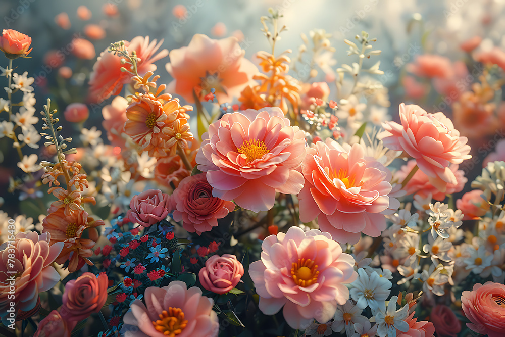 Vibrant floral wallpaper featuring a beautiful arrangement of colorful ...