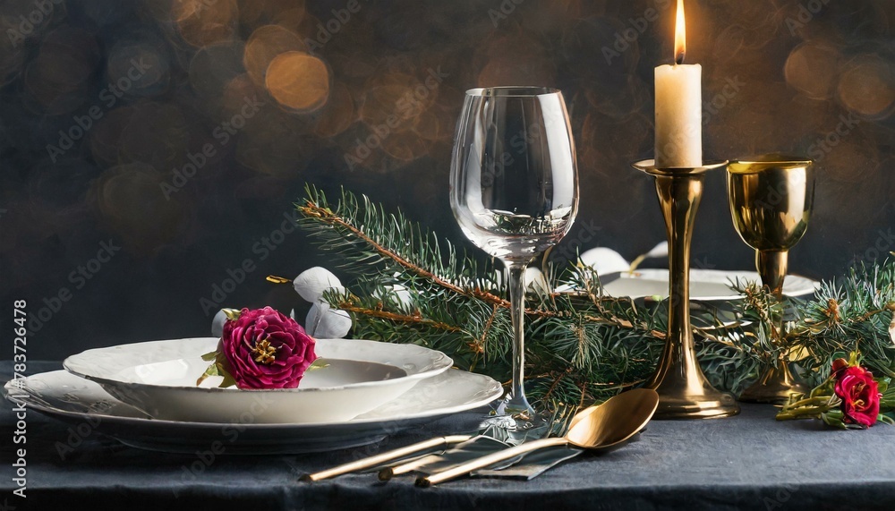 fine dining table setting of luxury fancy restaurant menu invitation ...