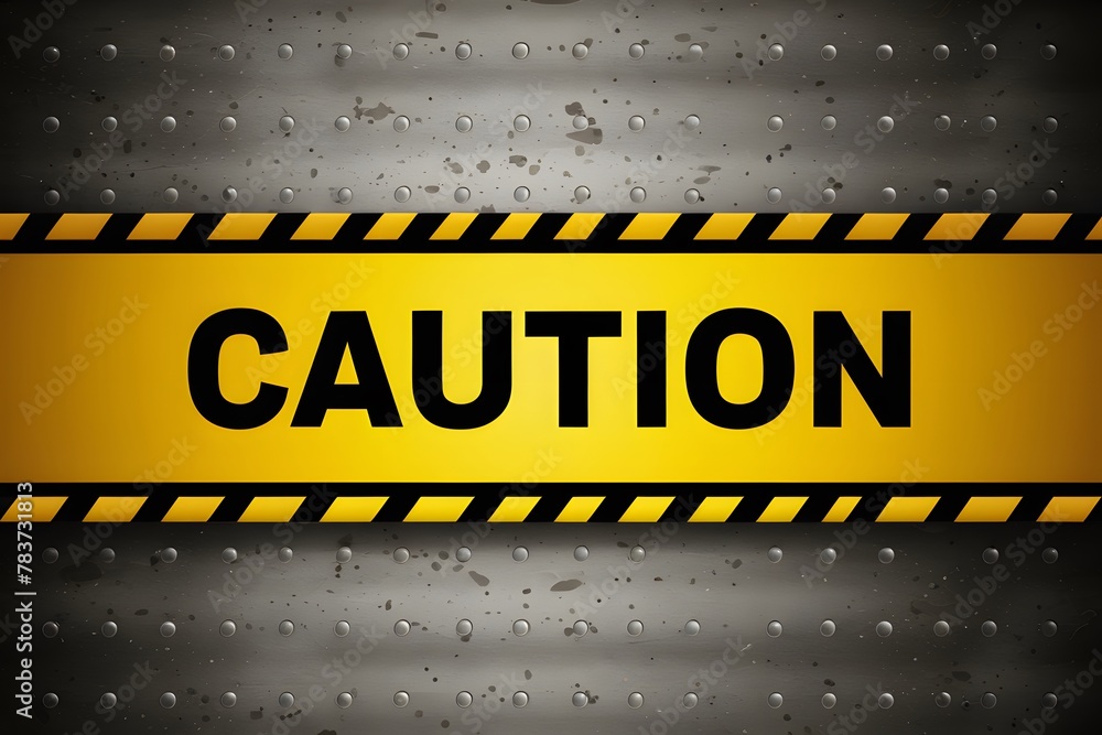 Warning stripe background with metal template for caution vector Stock ...