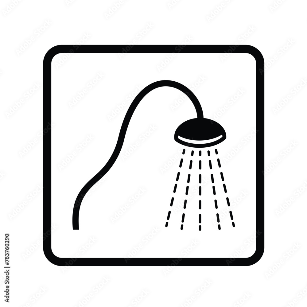 Shower room with waters shadow signage vector illustration isolated on ...