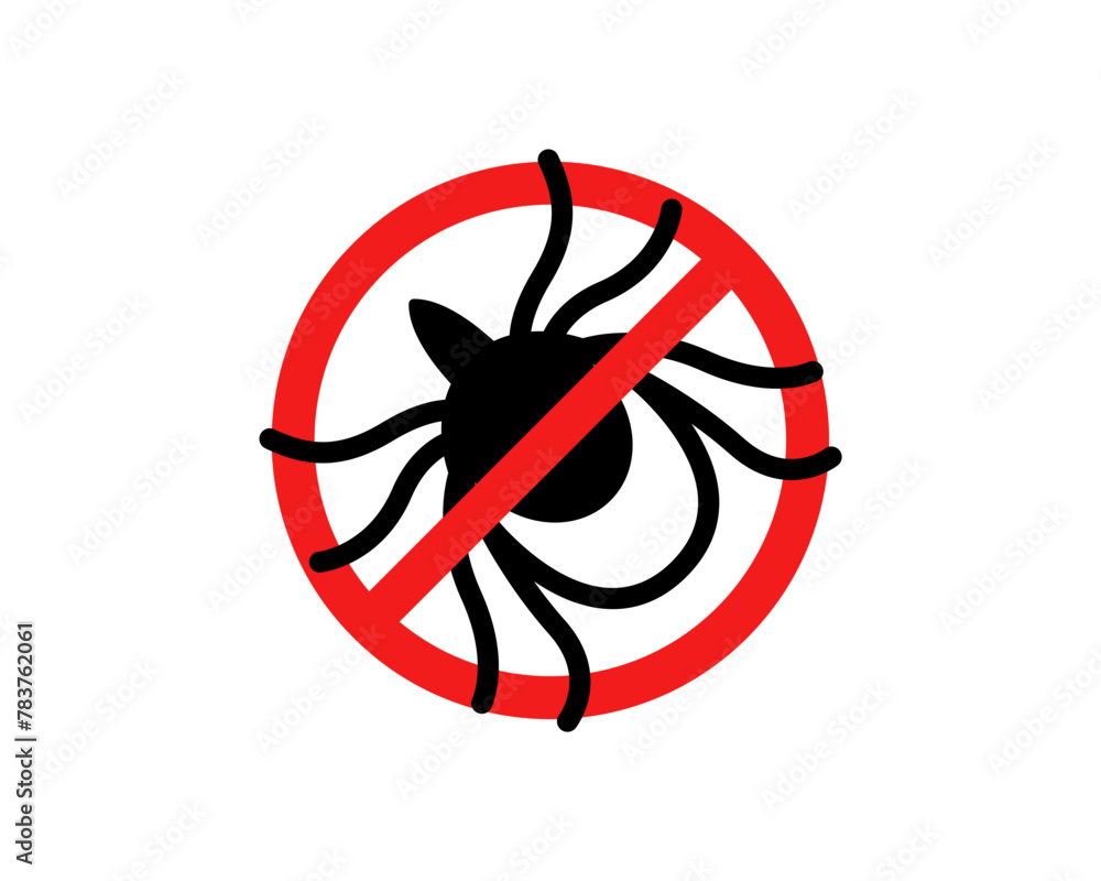 Vector tick bug sign. Anti-tick icon. Insect repellent symbol. Stock ...