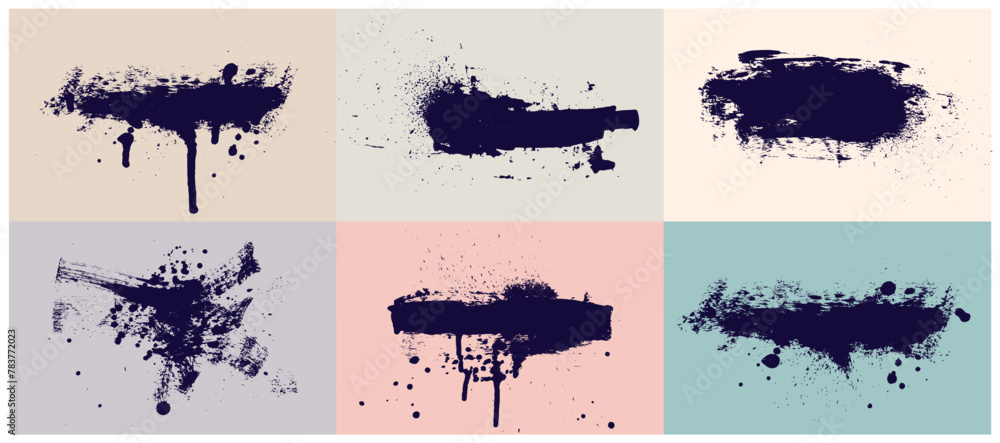 Trend set brush strokes. Paintbrush collection. Grunge design elements ...