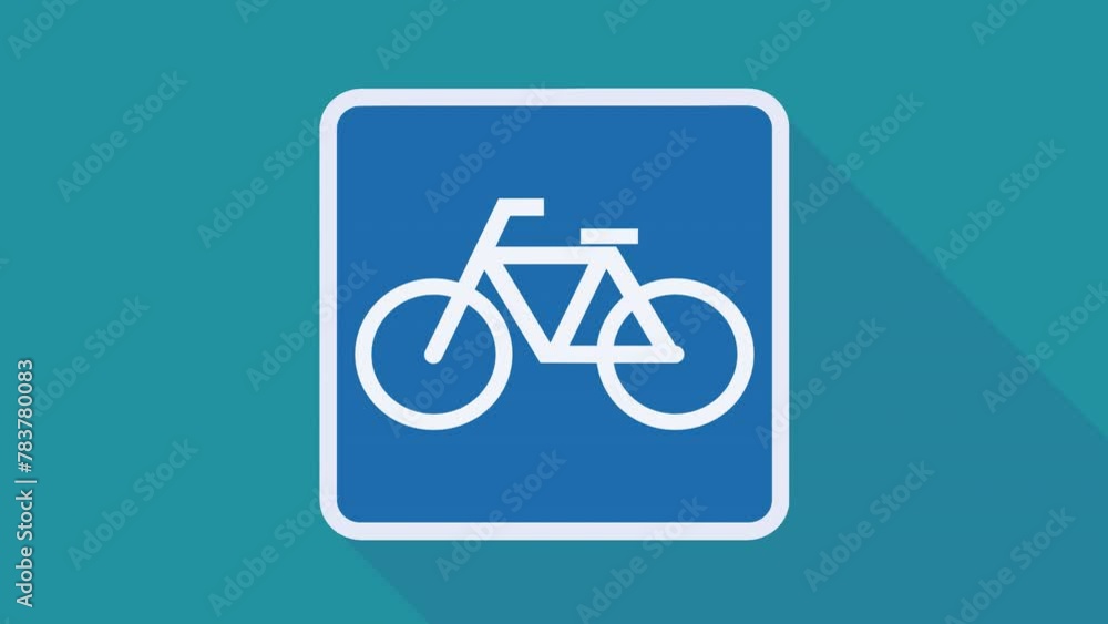 Appearance of the square road sign of a blue and white bicycle ...