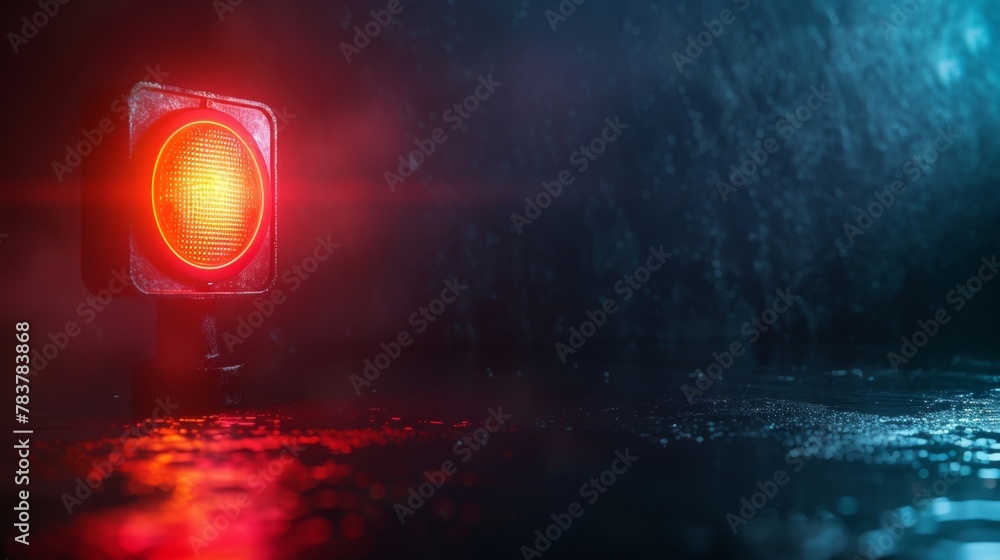 Danger or caution with a 3D rendering featuring a flashing red warning ...