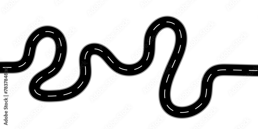 Top view on a curved highway road map. Roadmap diagram, SVG Vector ...