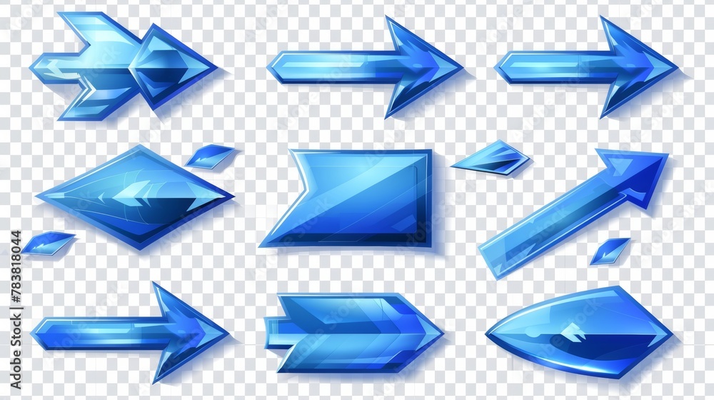 Blue arrow cursors isolated on transparent background. Modern ...