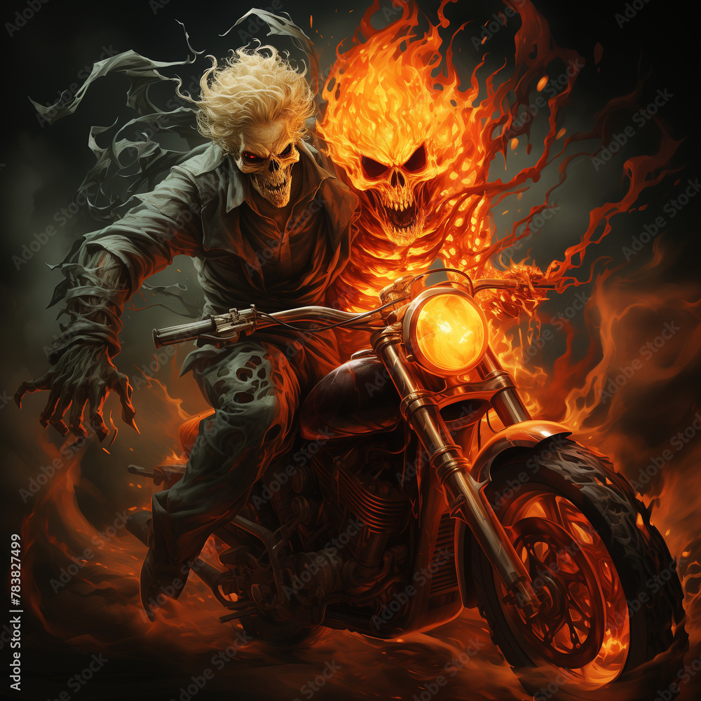 The Joker and the Ghost Rider combined, with their heads blazing, and ...