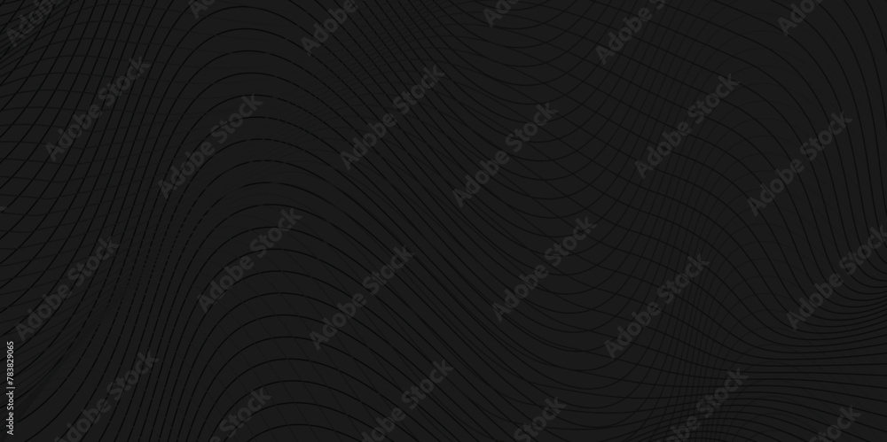 Modern geometric wavy line pattern in black colors, abstract art with ...