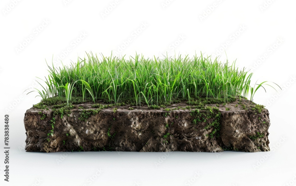 round soil ground cross section with earth land and green grass ...