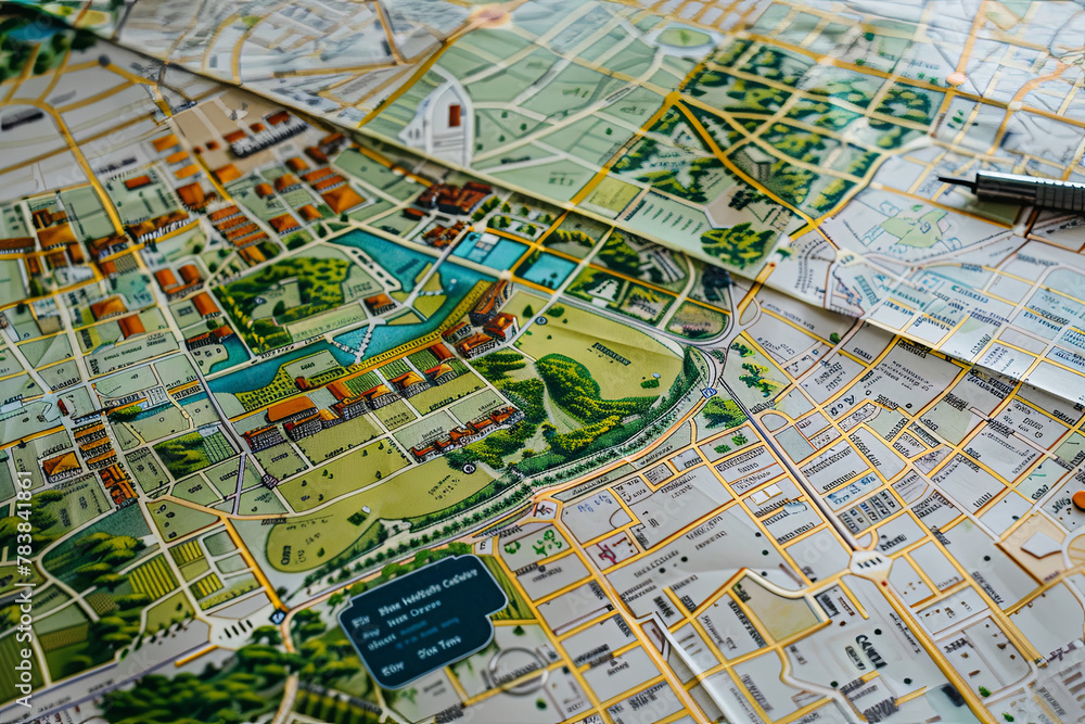 cadastral map and general urban plan with cadastral parcels, urban ...