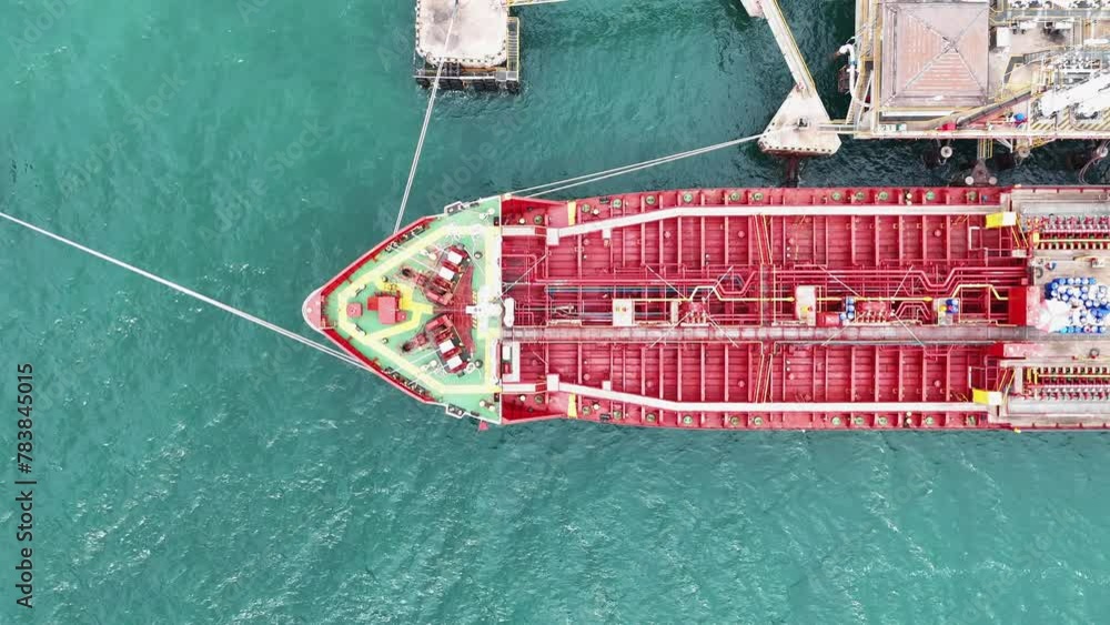 LPG ship, Oil tanker ship. Red Oil Tanker ranchored in Gas terminal gas ...