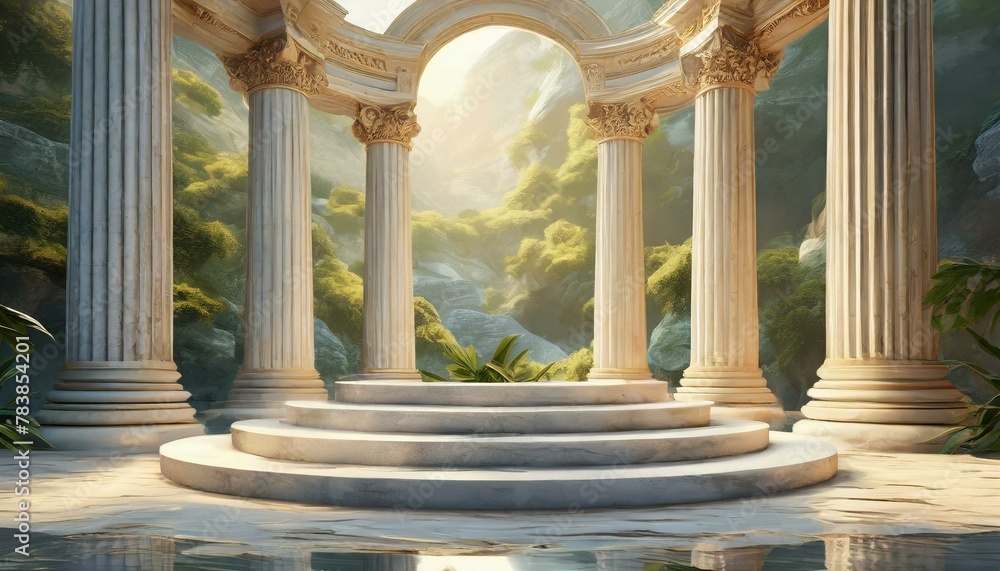 Background podium column 3d roman luxury greek white ancient display ...