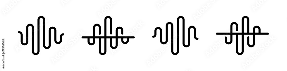 Sound, audio wave vector icons. Tune equalizer vector set. Black sound ...