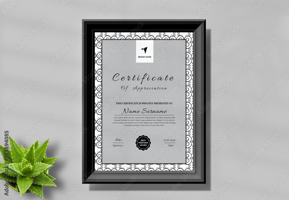 Portrait Certificate Template Layout Stock Template | Adobe Stock