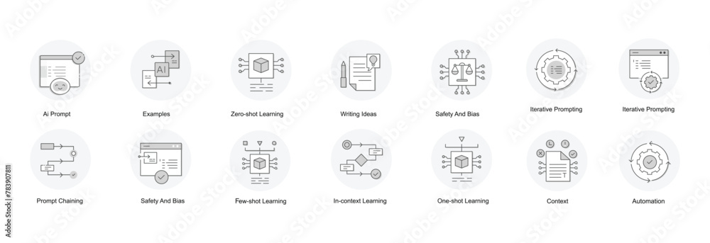 Vecteur Stock Optimizing Prompt Engineering Icons For Ai Prompt In Context Learning Prompt