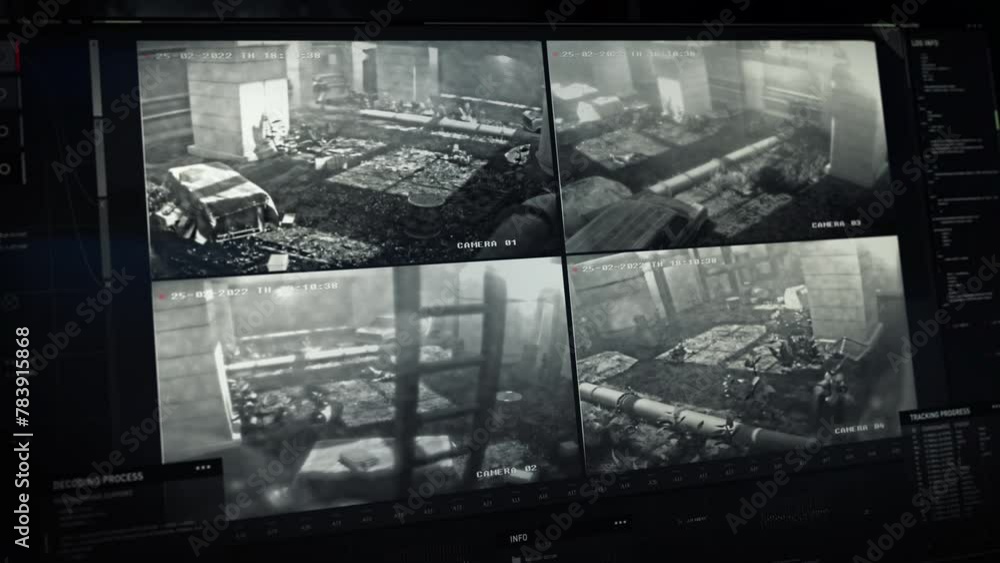 Modern army monitoring system scanning the warfare action location ...