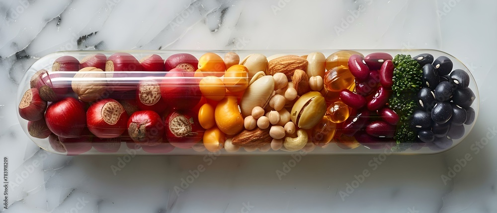 Nutrient Symphony in a Capsule: A Harmony of Healthy Foods. Concept ...