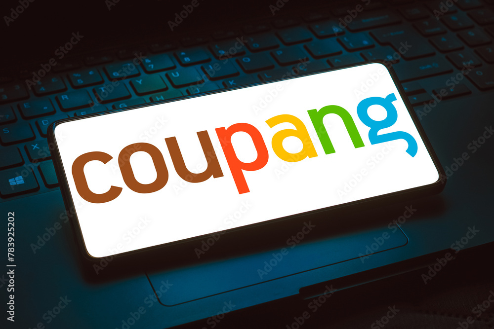 April 13, 2024, Brazil. In this photo illustration, the Coupang logo is displayed on a ...