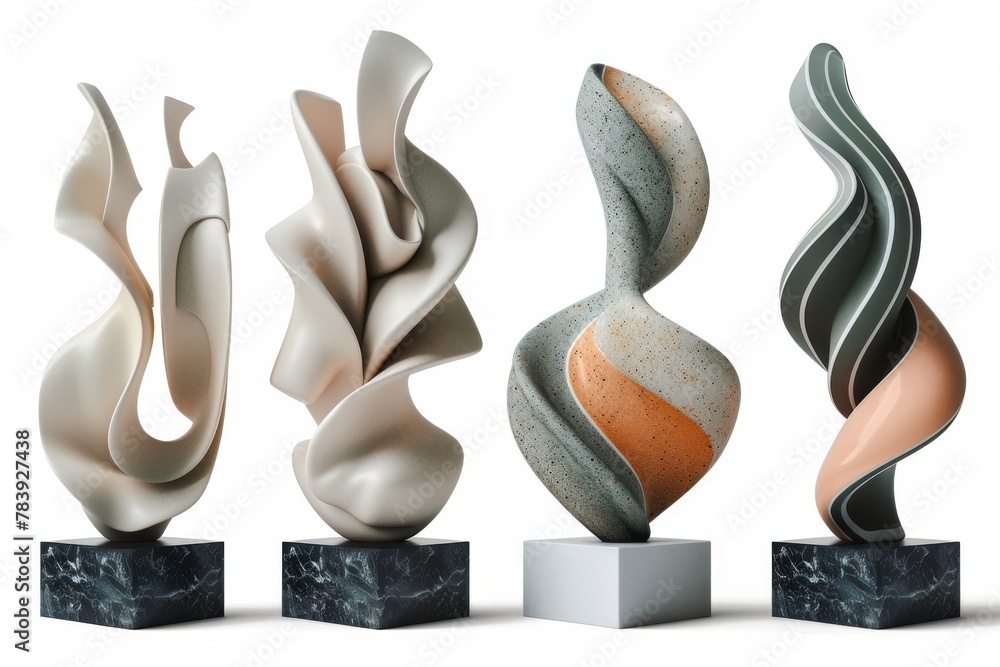 Colorful abstract sculptures set illustration. A vibrant collection of ...