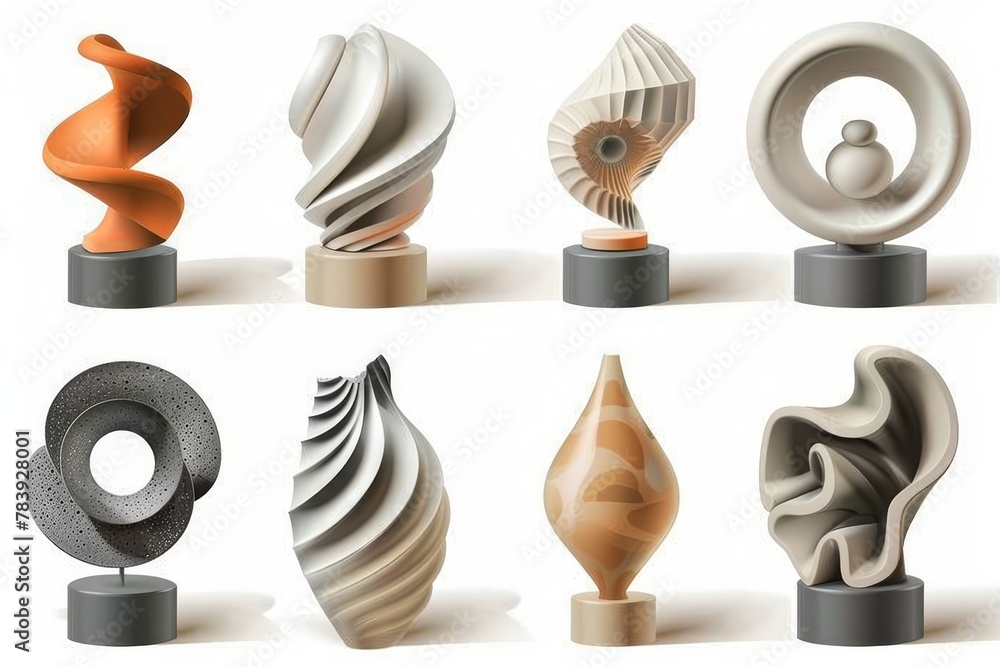 Colorful abstract sculptures set illustration. A vibrant collection of ...